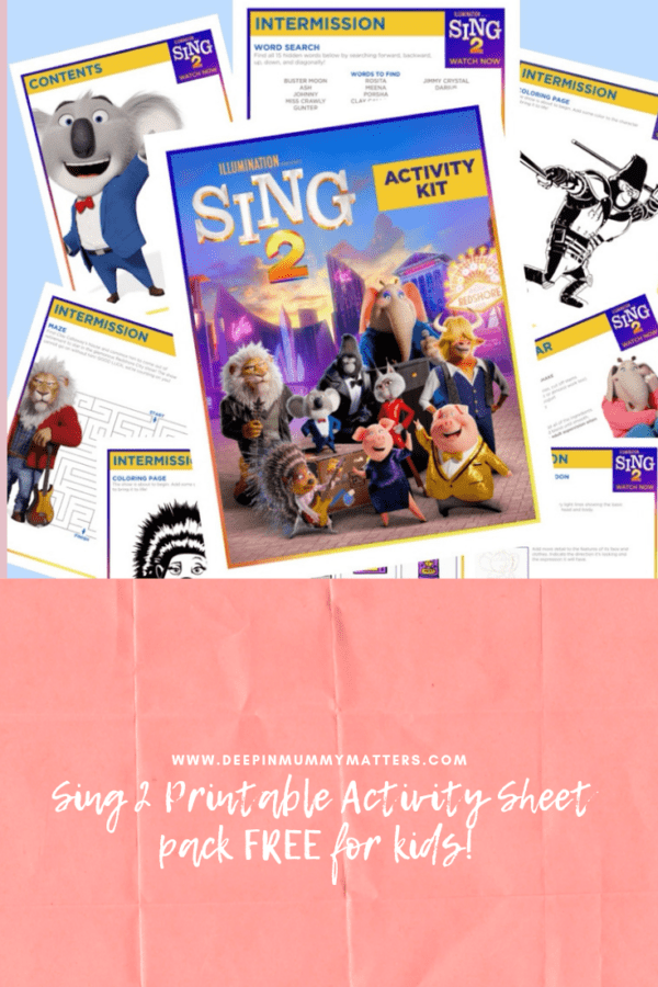 Sing 2 Printable Activity Sheet Pack FREE For Kids!